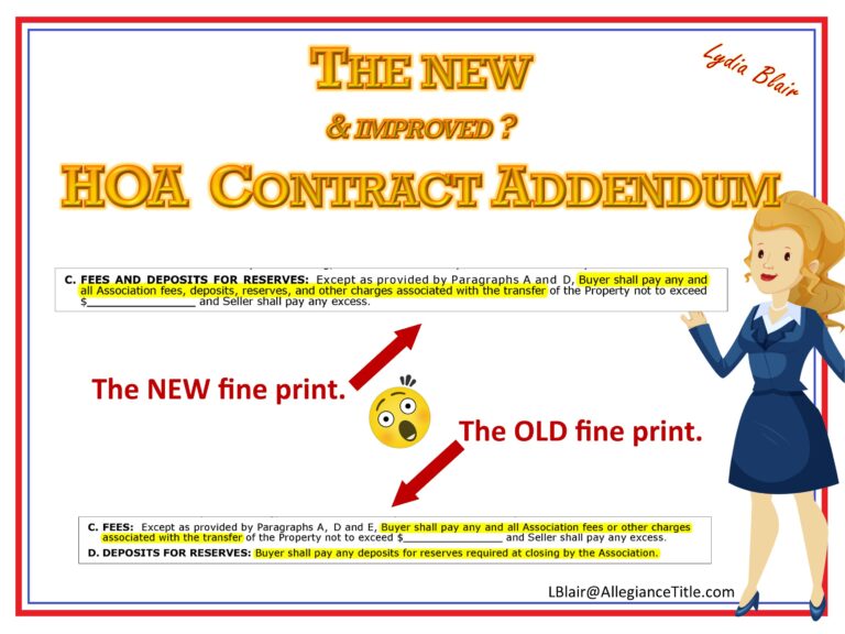 Title Tip: The New HOA Addendum And a Seller Surprise - CandysDirt.com